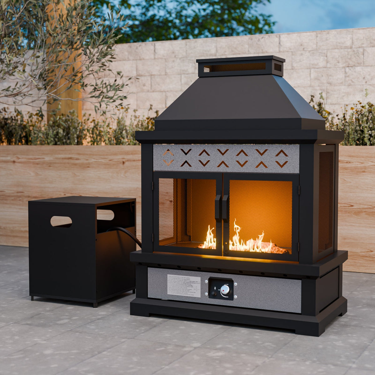 Outdoor Propane Fireplace 50,000 BTU Gas Fireplace with Locking Mesh D – Eagle Peak Custom ...
