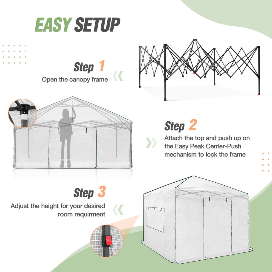 10x10 Walk In Pop Up Greenhouse – Eagle Peak Custom Canopy Tent