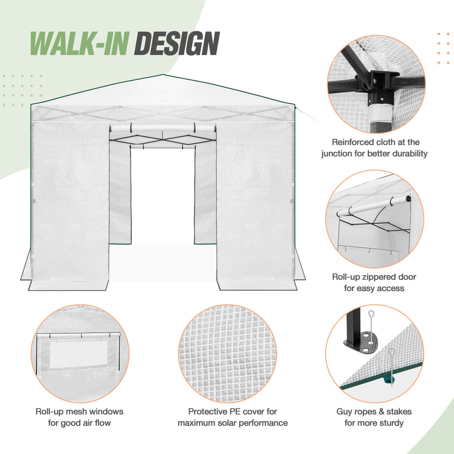 10x10 Walk In Pop Up Greenhouse – Eagle Peak Custom Canopy Tent