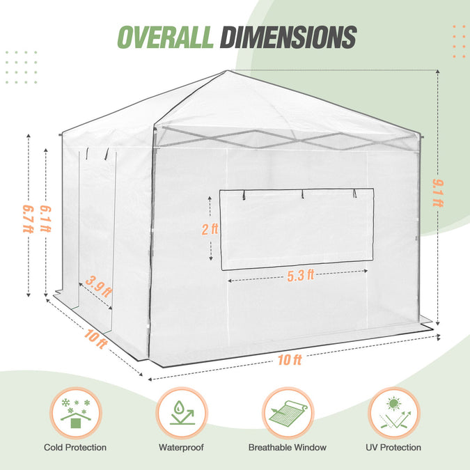 10x10 Walk In Pop Up Greenhouse – Eagle Peak Custom Canopy Tent