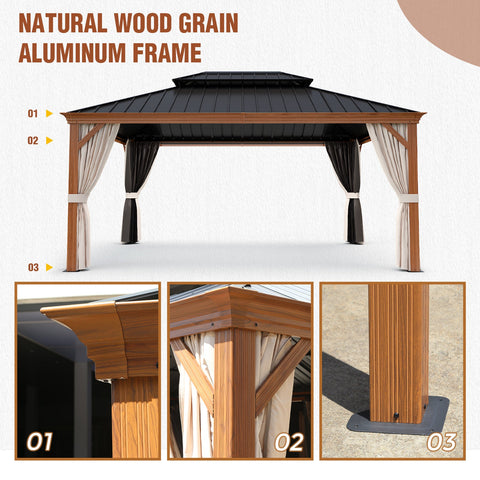 12x16 Aluminum Gazebo Galvanized Double Roof with Netting – Eagle Peak ...