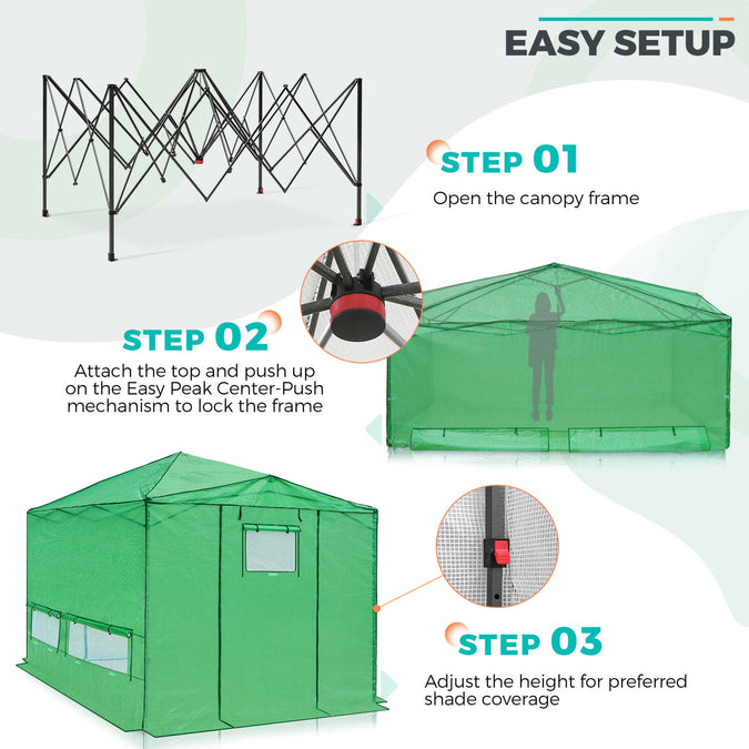 12x8 Portable Large Walk-in Pop Up Greenhouse – Eagle Peak Custom ...