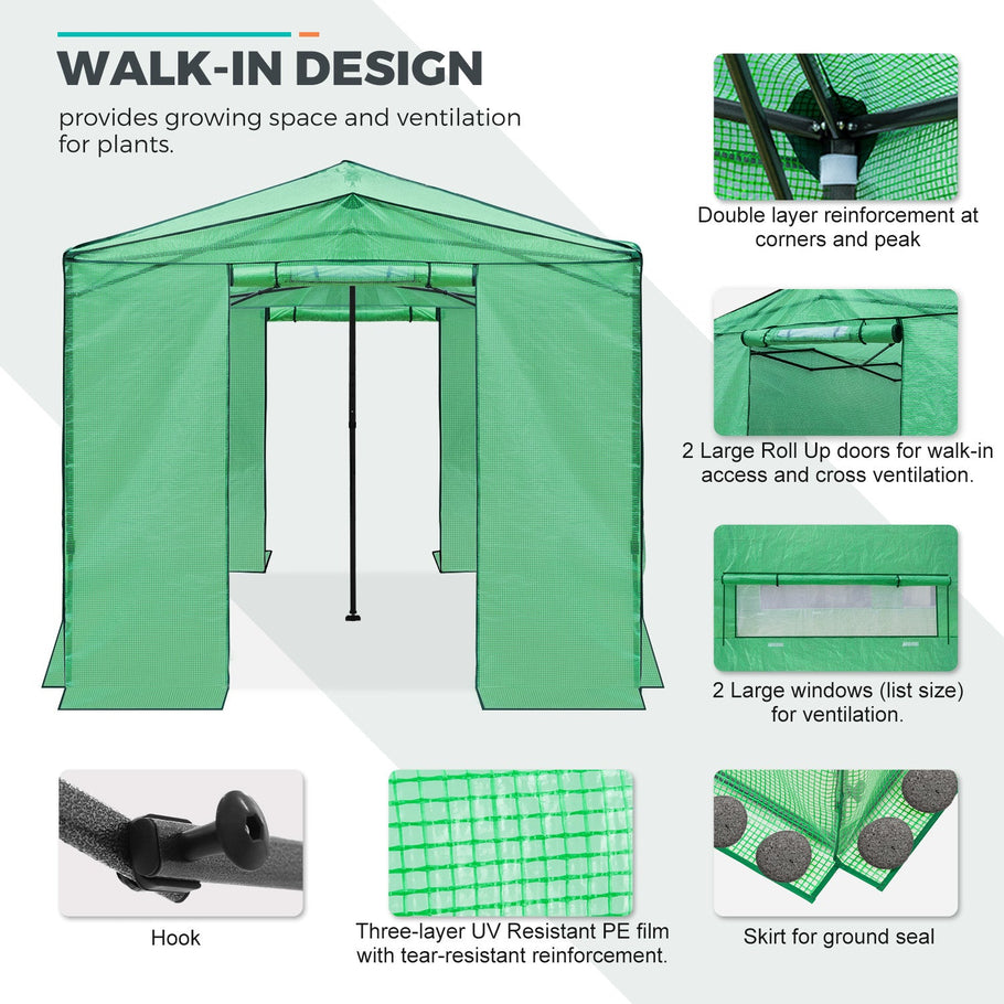 12x8 Portable Large Walk-in Pop Up Greenhouse – Eagle Peak Custom ...