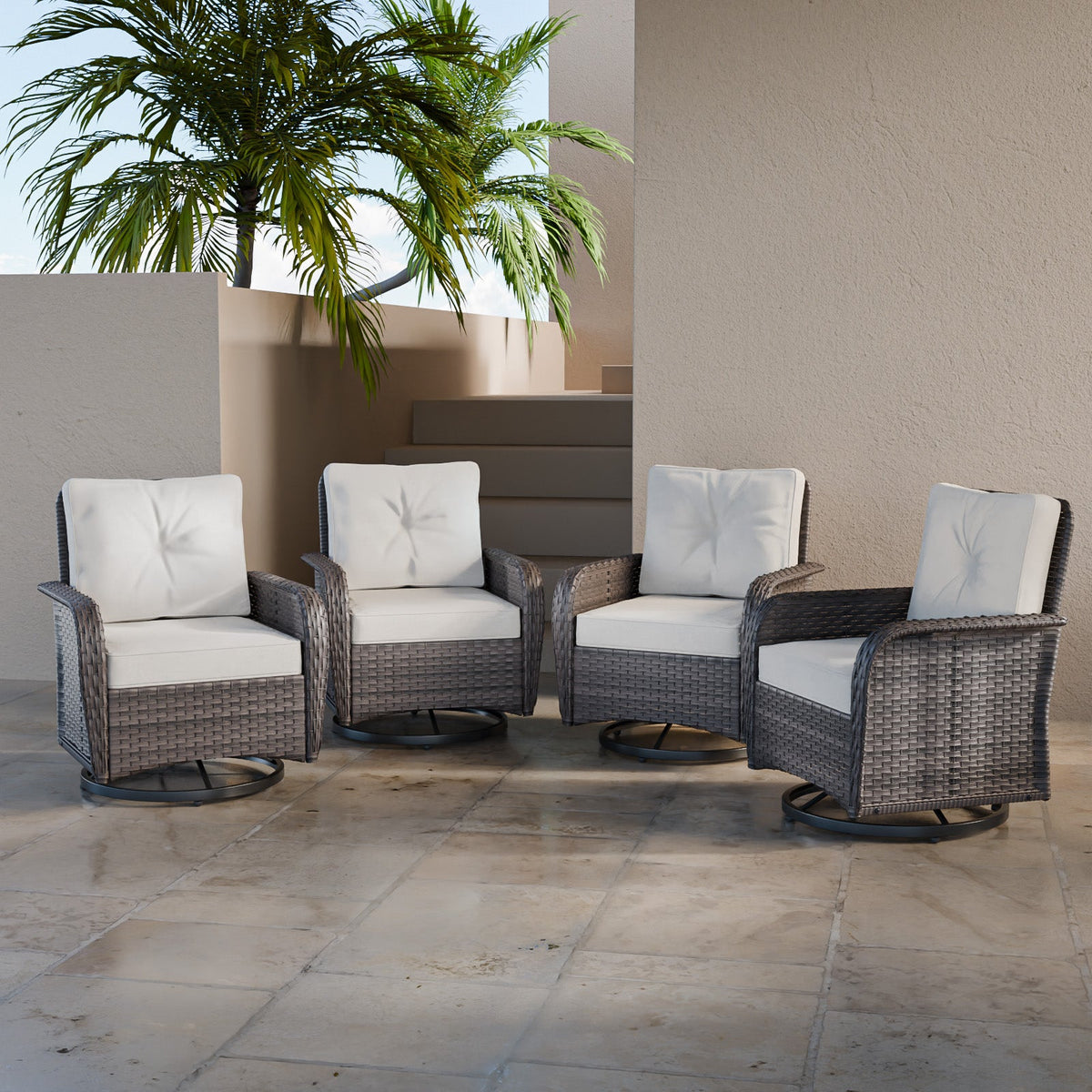 Rustic Veranda Outdoor Patio Swivel Rocking Chairs, Set of 4 – Eagle ...
