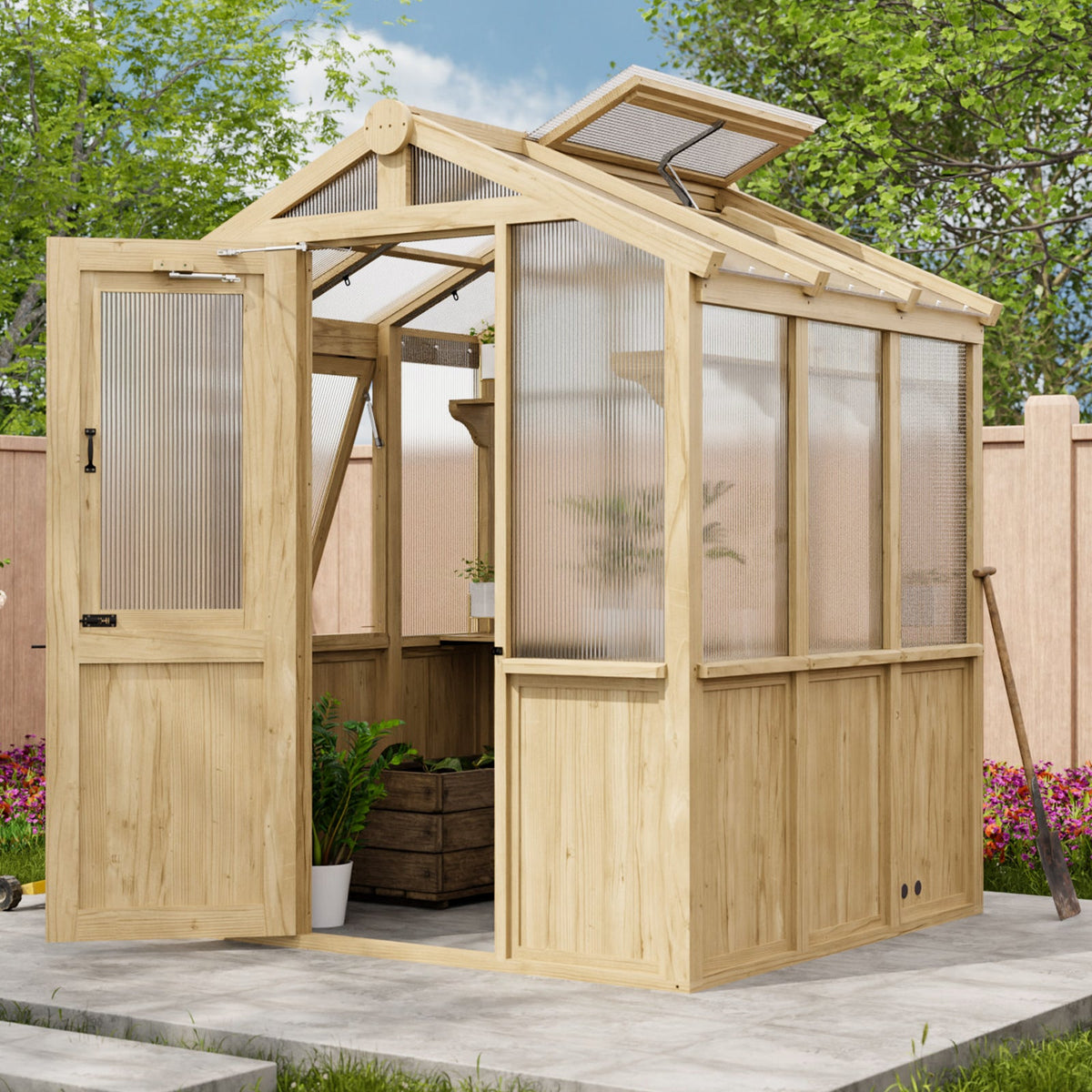 6.7x6x7.7 ft / 6.7x7.8x7.7 ft/ 6.7x9.7x7.7 ft Wood Greenhouse – Eagle ...