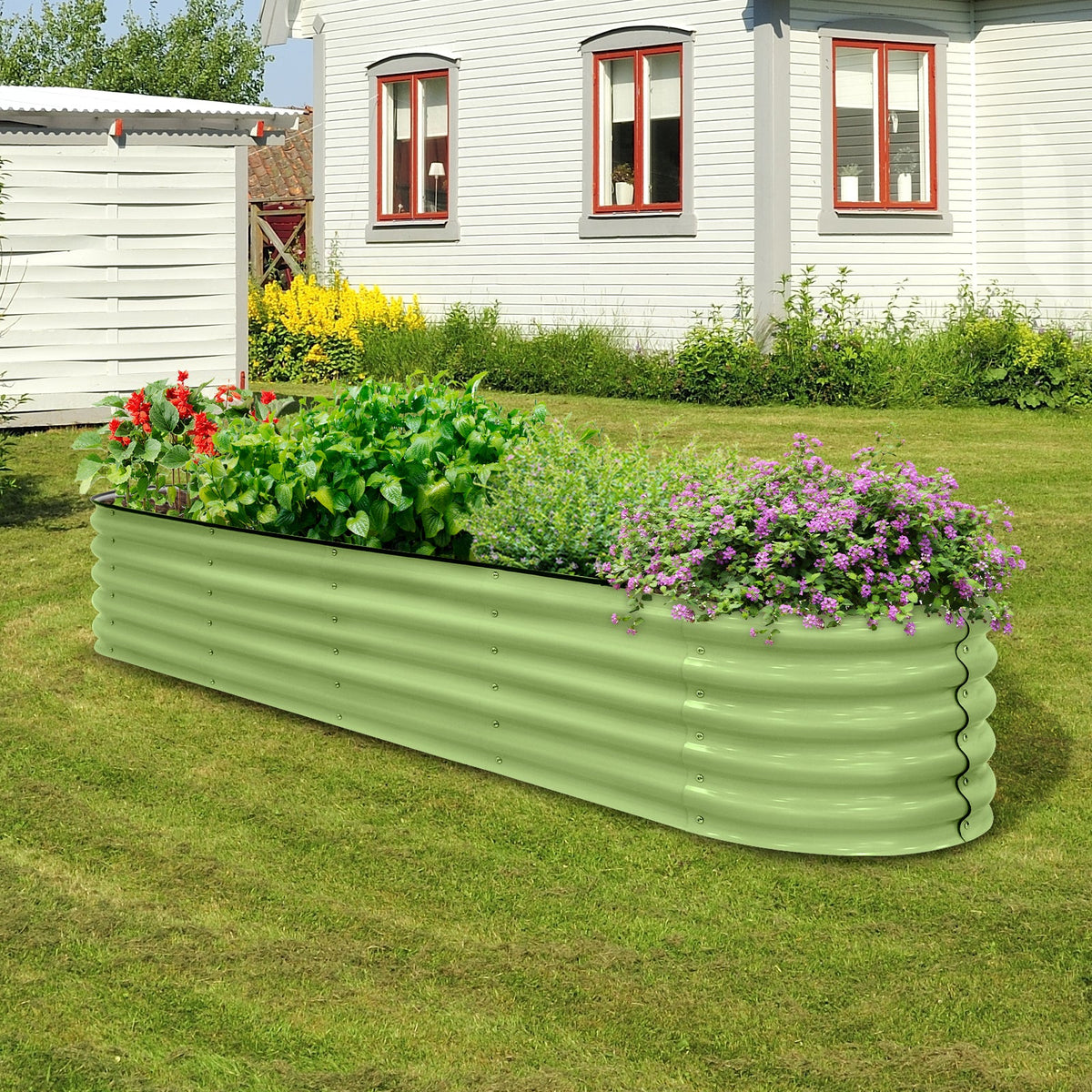 9 in 1 Modular 17in Customizable Elevated Raised Garden Bed, Olive Gre ...