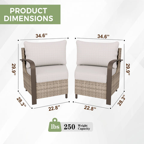 Coastal Vista Patio Outdoor Wicker Love Seat, Comfortable 4 inch Cushi ...