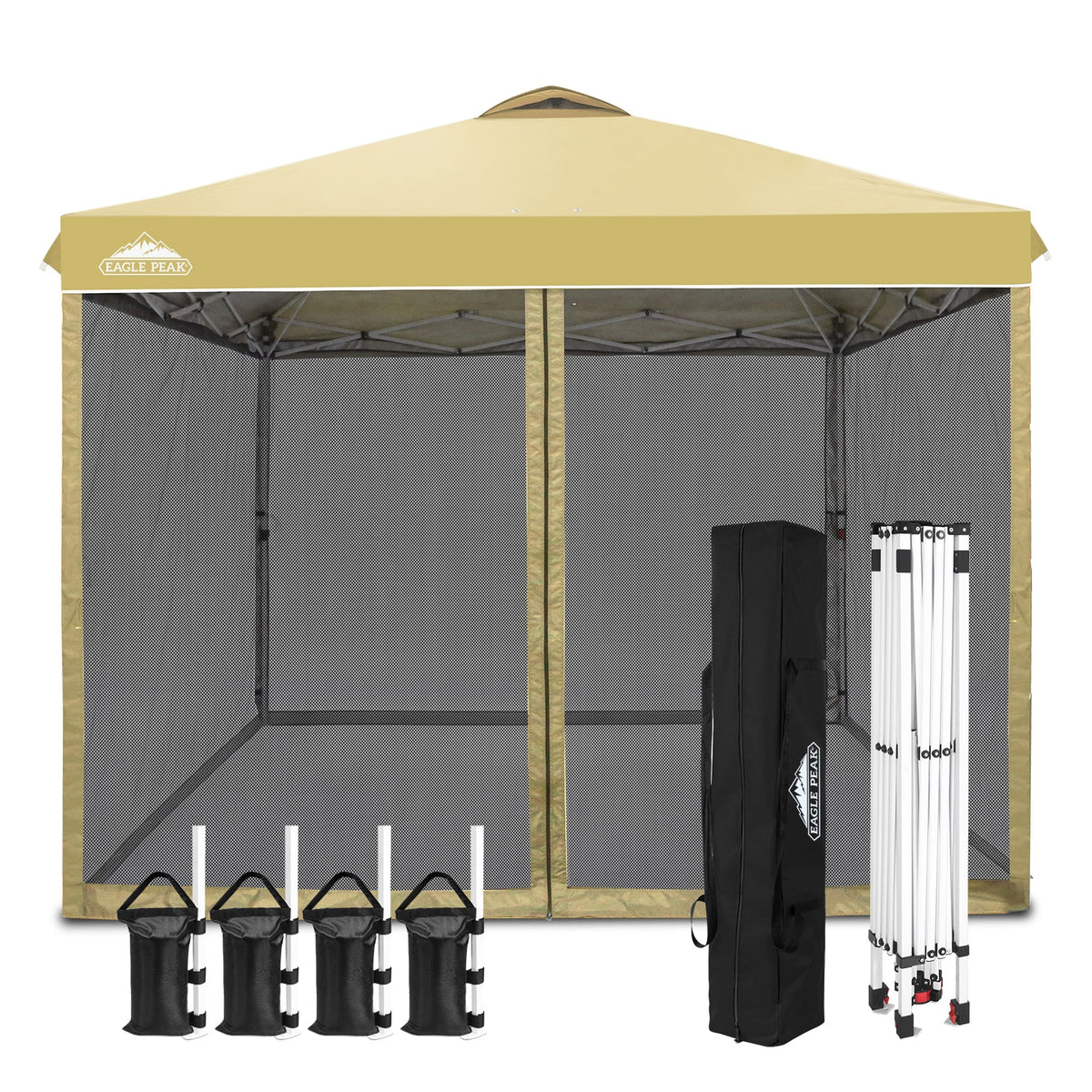 10x10 Outdoor Easy Pop up Canopy with Netting Mesh Side Walls – Eagle ...