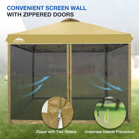 10x10 Outdoor Easy Pop up Canopy with Netting Mesh Side Walls – Eagle ...