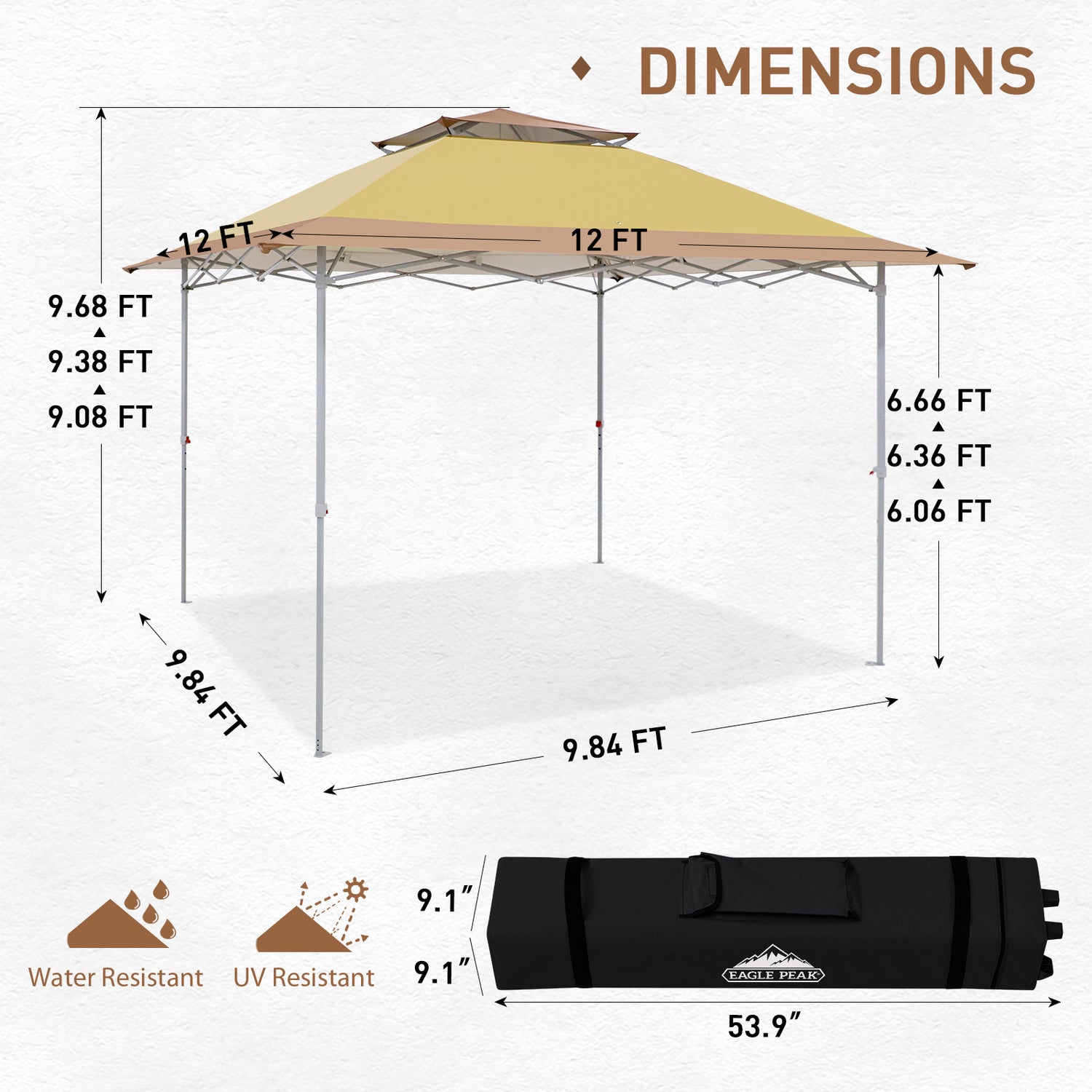 EAGLE PEAK 12x12 Pop up Canopy Tent, Easy Set up Folding Shelter with ...