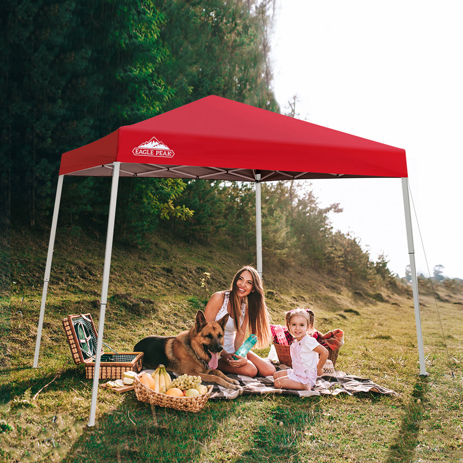 10' x 10' Slant Leg Pop Up Canopy with 64 sqft of Shade – Eagle Peak ...