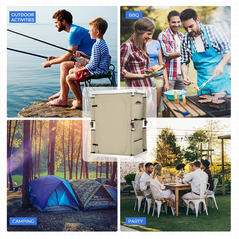 Outdoor Camping Pop Up Folding Table with Large 3-Tier Storage Organiz ...