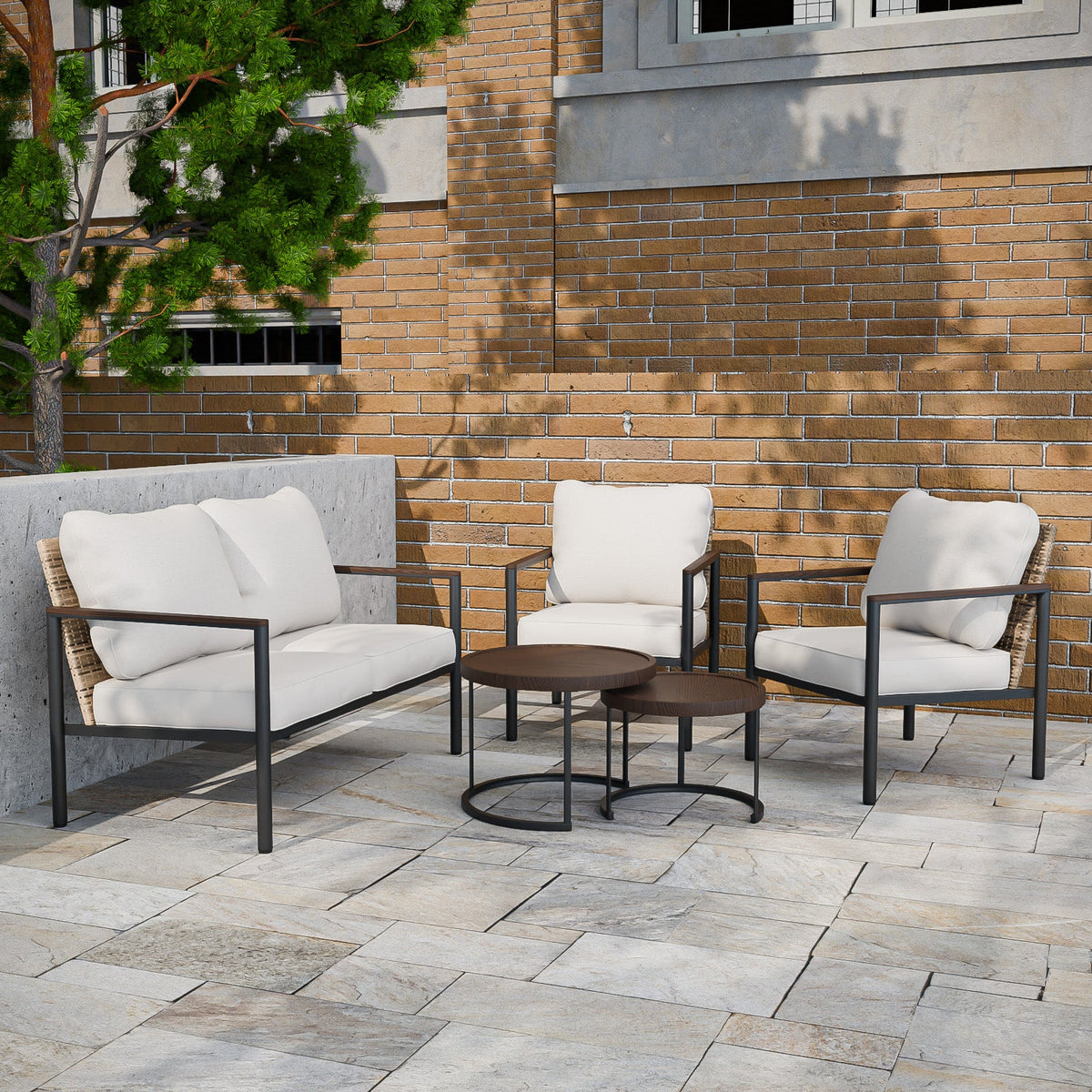 Sunset Dune Outdoor 5 PCS Patio Furniture Set,2 Chairs 1 Loveseat 2 Ta ...