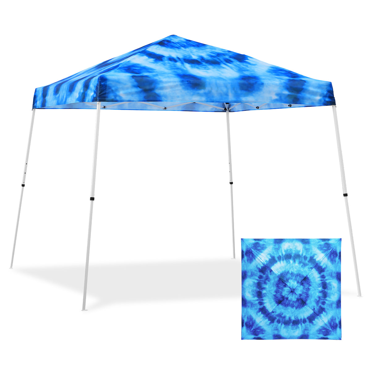 Slant Leg Pop up Canopy Tent, 10x10 Base 8x8 Top with ColorRise Graphi ...